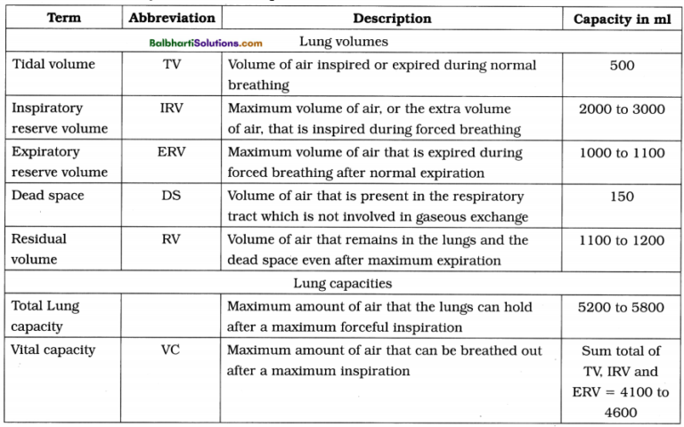 Maharashtra Board Class 12 Biology Notes Chapter 8 Respiration and ...
